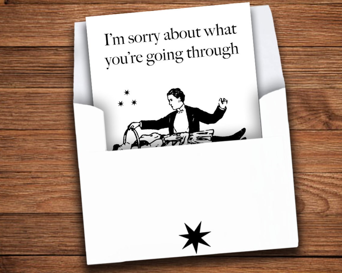 Funny Sympathy Card • Retro Magician Design • Bad Pun • 5x7 Card ...