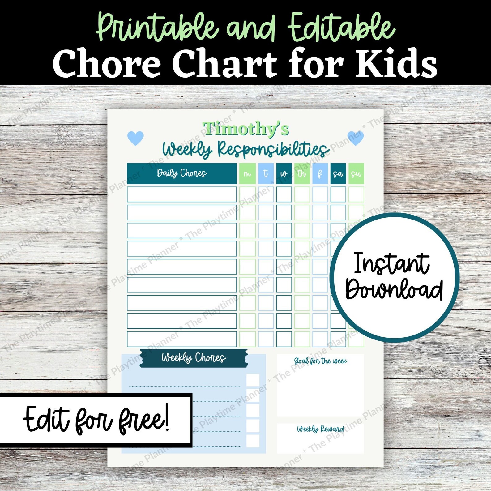 Personalized Chore Chart for Kids, Family Chores Chart, Printable Kids ...