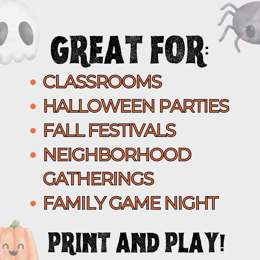 Printable Halloween Bingo, Classroom Halloween Game, Halloween Party ...