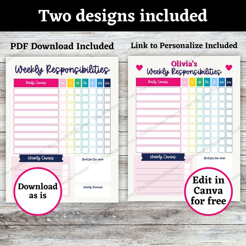 Personalized Chores Chart for Kids Printable Family Chore - Etsy