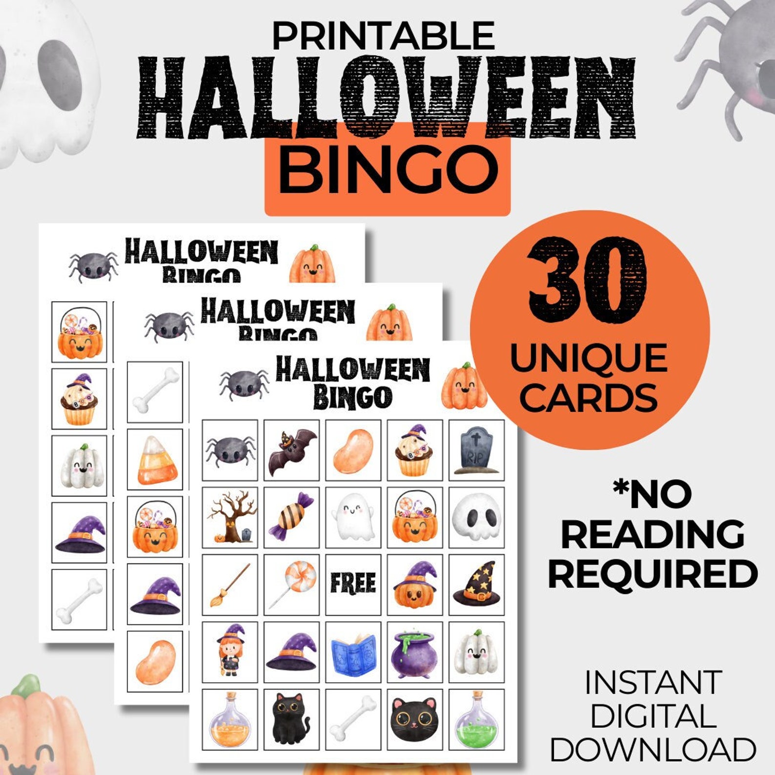 Printable Halloween Bingo, Classroom Halloween Game, Halloween Party ...