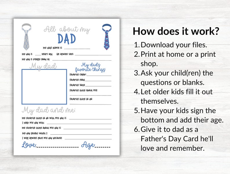All About Dad Interview Printable All About My Dad - Etsy