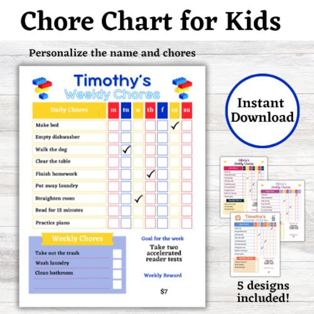Kids Daily School Checklist, Responsibility Chart, to Do List, Editable ...