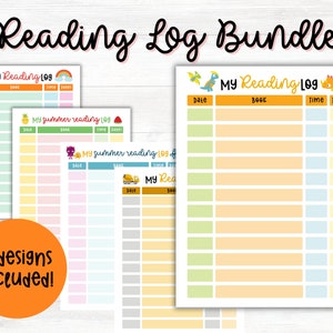 Reading Log Bundle, Reading Log for Kids, Book Tracker for Kids ...