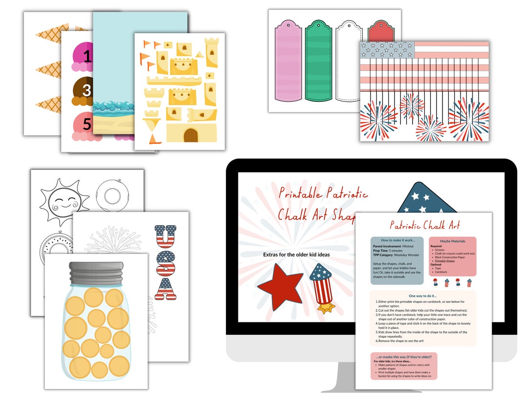 Summer Printable Activity Pack, Fourth of July Kids Activities, Digital ...