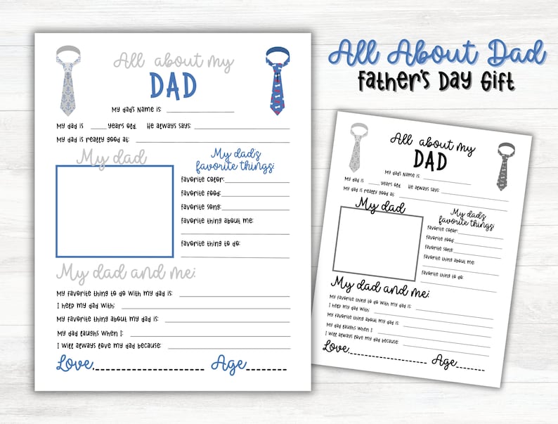 All About Dad Interview Printable, All About My Dad Father's Day Card ...