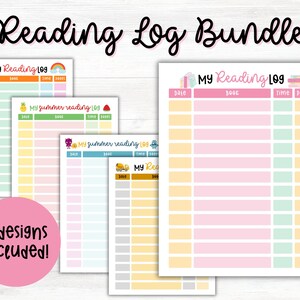 Reading Log Bundle, Reading Log for Kids, Book Tracker for Kids ...