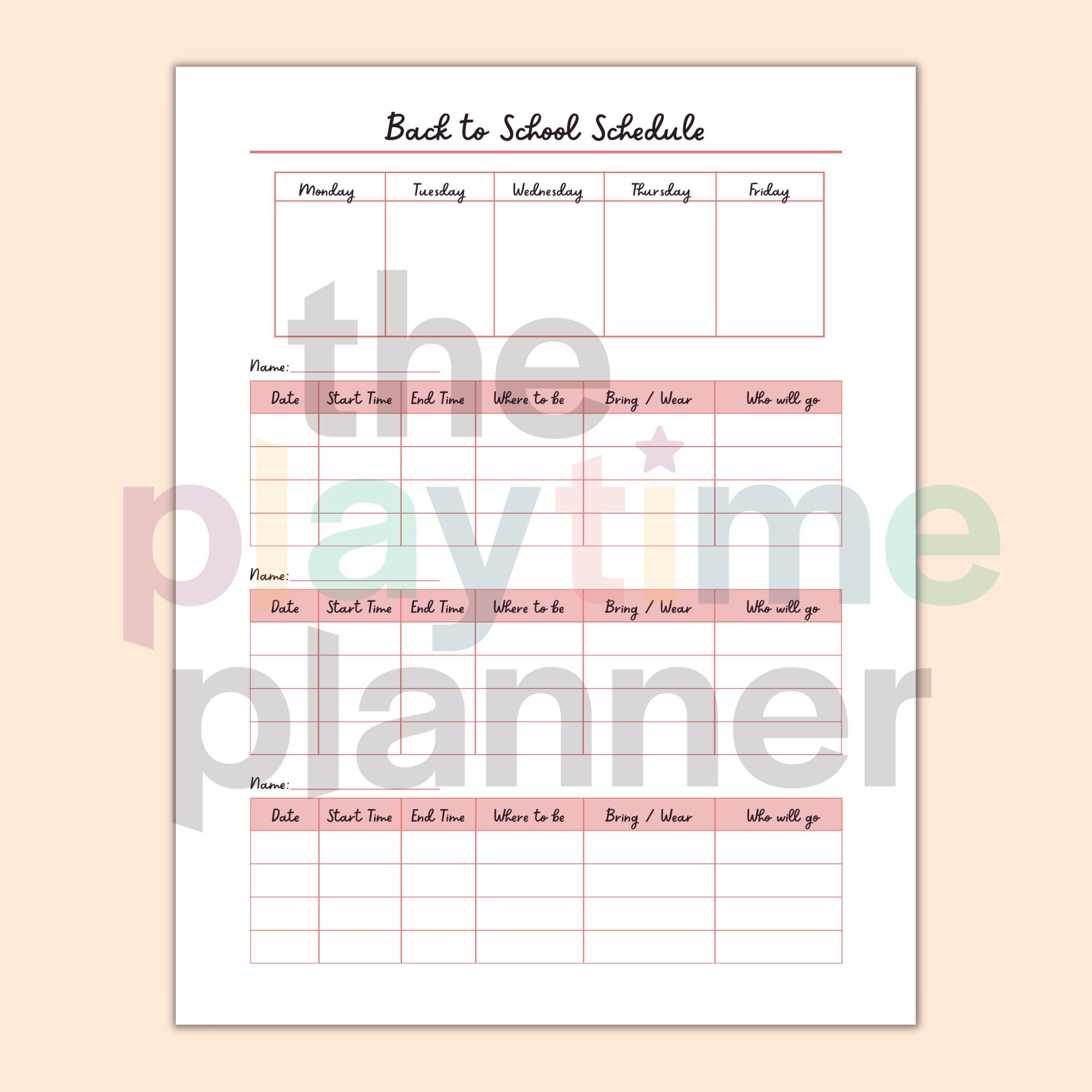 Back to School Digital Download Planner, Printable Parent Organizer ...