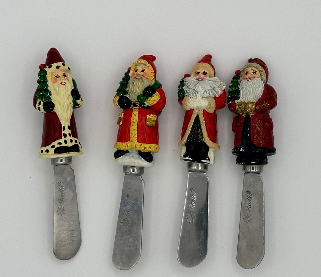 Christopher RADKO Christmas Santa Cheese Spreaders Set of 4 Pate Knives ...