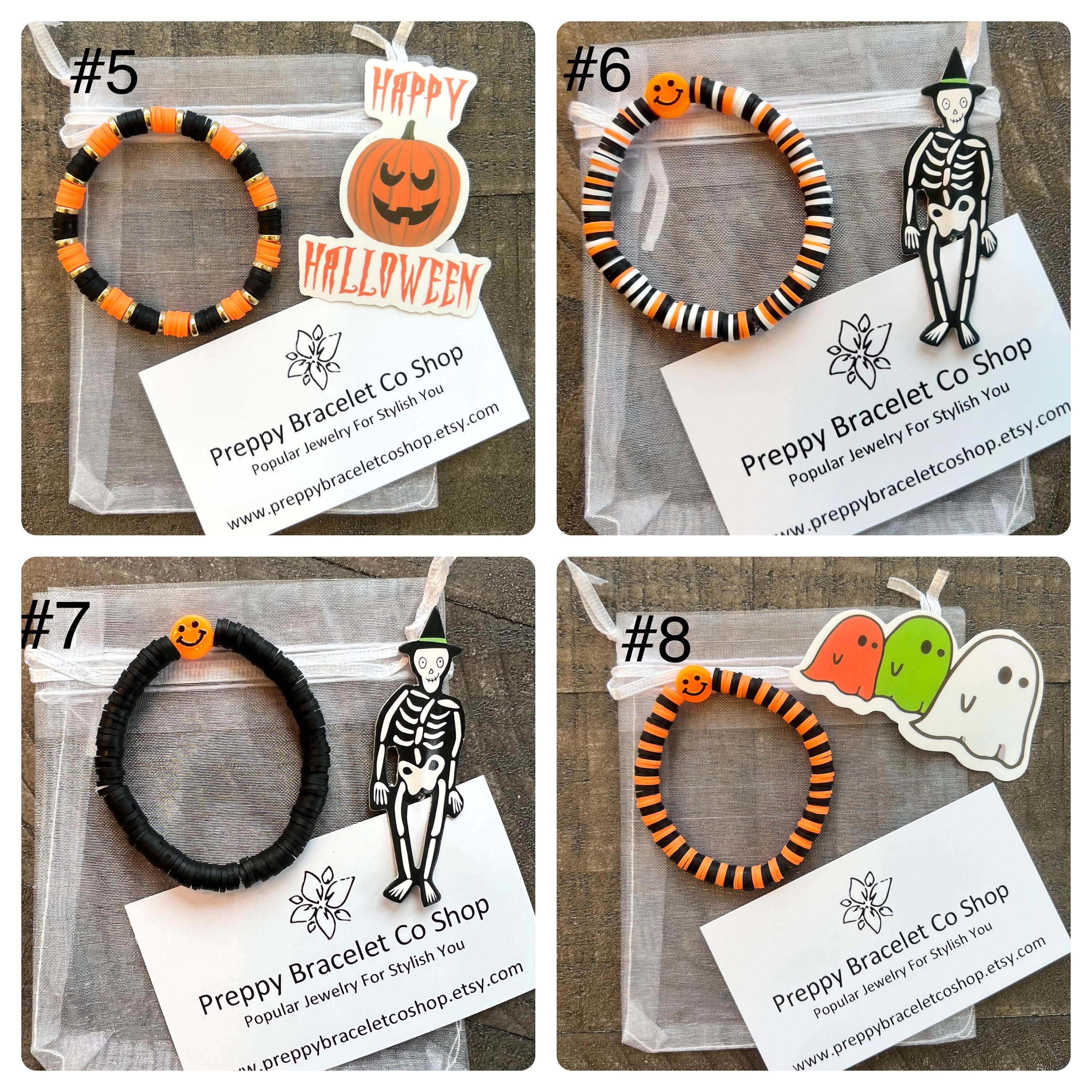 Halloween Bead Bracelet: Spooky, Pumpkin, Boo, Custom Sizing - Etsy