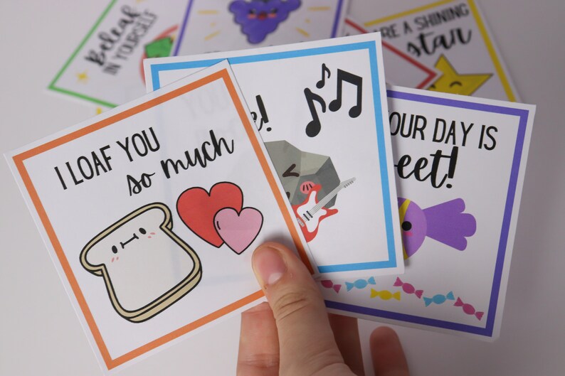 2 Pages of Cute and Colorful Instant Download Printable Lunchbox Notes ...