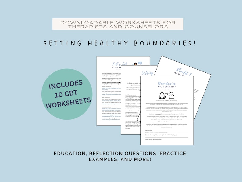 Setting Boundaries- CBT Worksheets for Therapists & Counselors ...