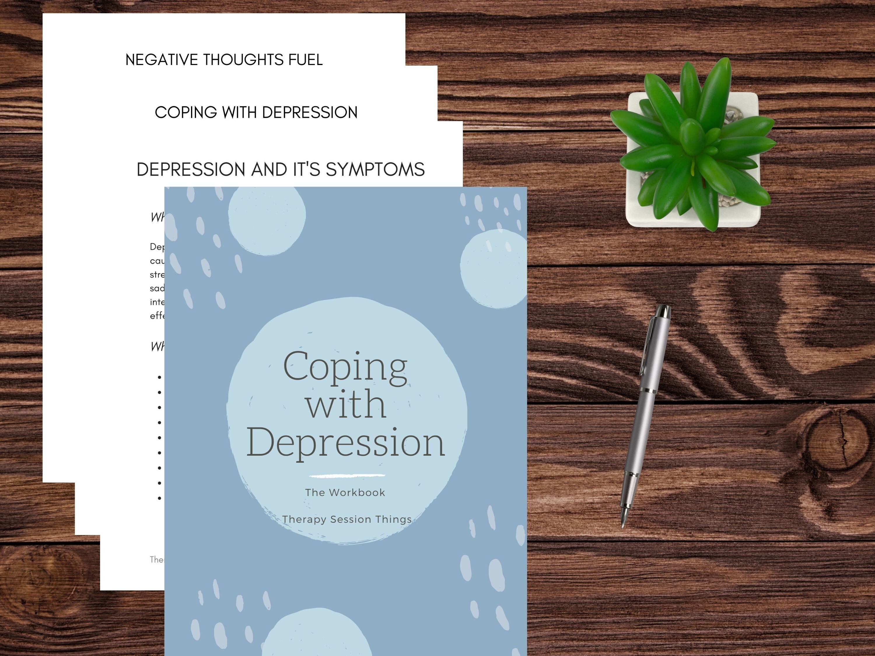 Depression CBT Workbook, Worksheets for Therapists, Counseling Office ...
