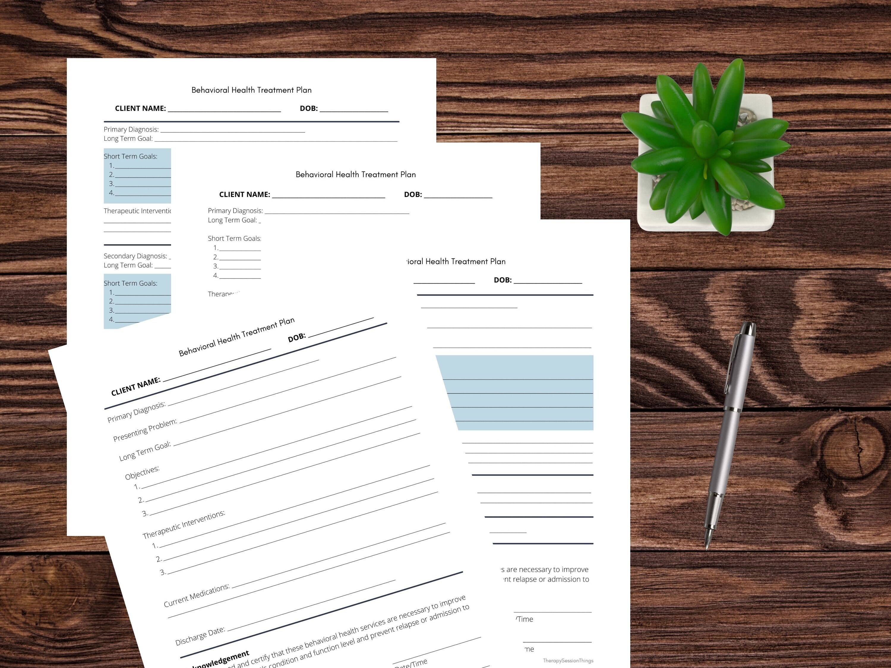 Treatment Plans Printable Behavioral, Mental Health Therapist ...
