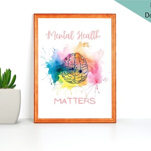Therapy Printable Mental Health Matters Office Decor Wall Sign ...