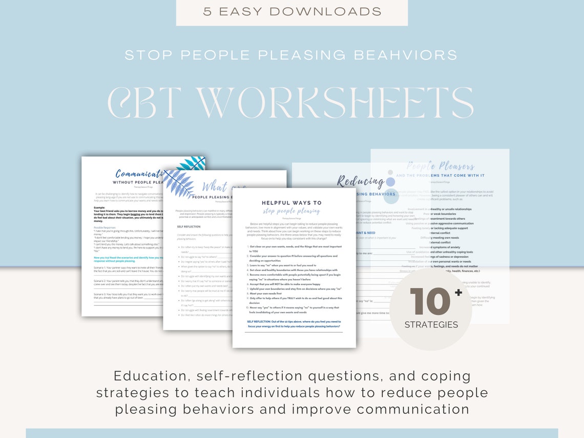People Pleasing CBT Worksheets: Therapy Tool (PDF Pattern) - Etsy