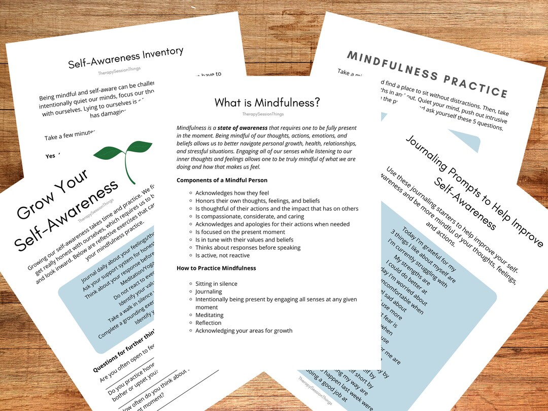 Mindfulness CBT Worksheets, Therapist and Counseling Printable ...