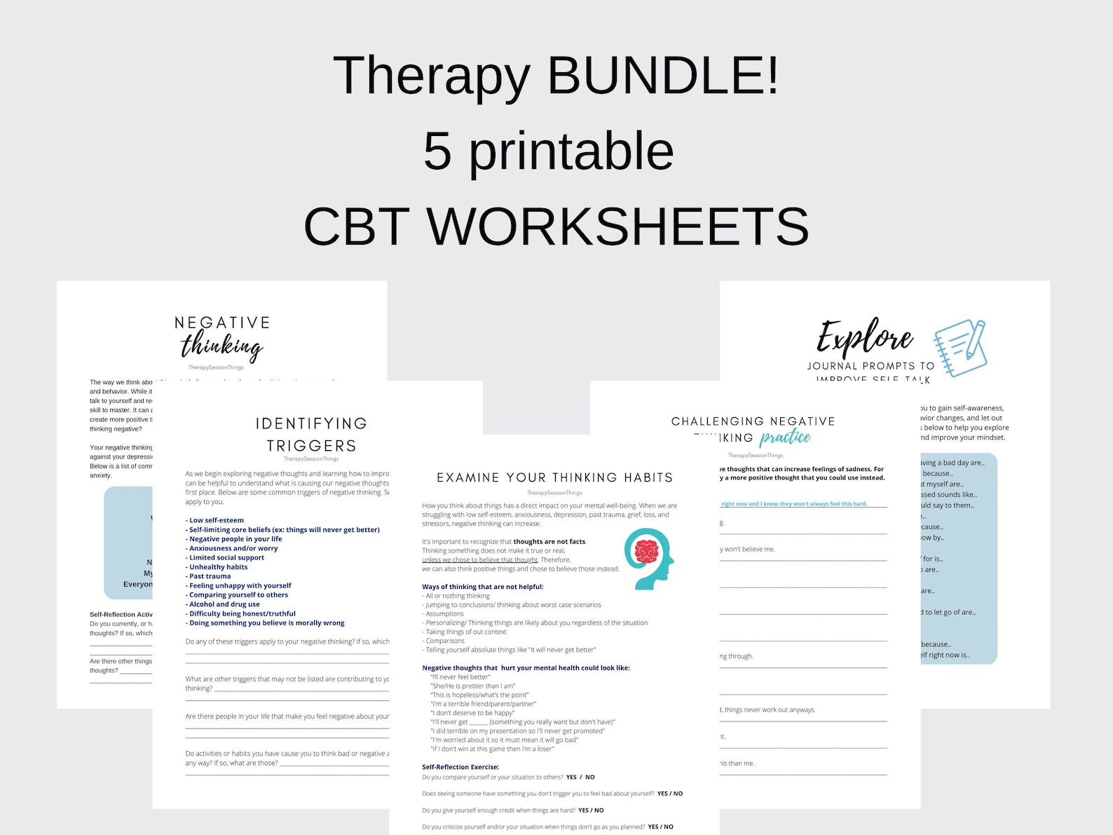 Improve Negative Self-talk CBT Worksheets DBT Workbook - Etsy