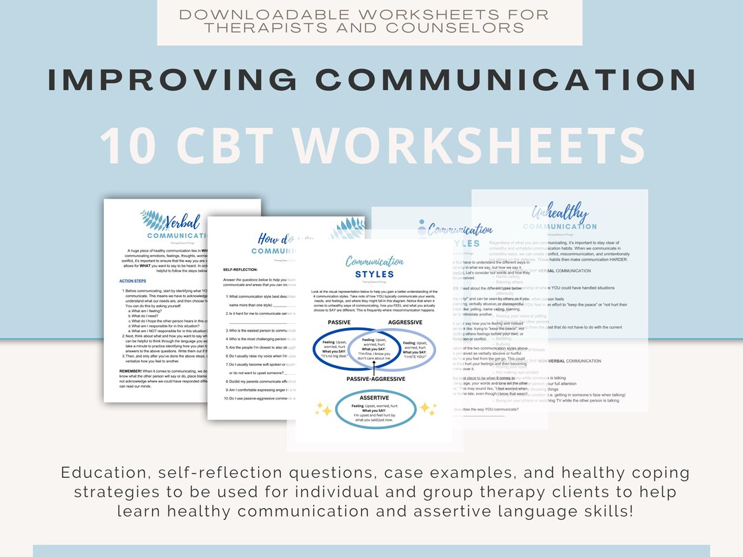 THERAPY WORKSHEETS: Improve Communication, Learn Healthy Assertive ...