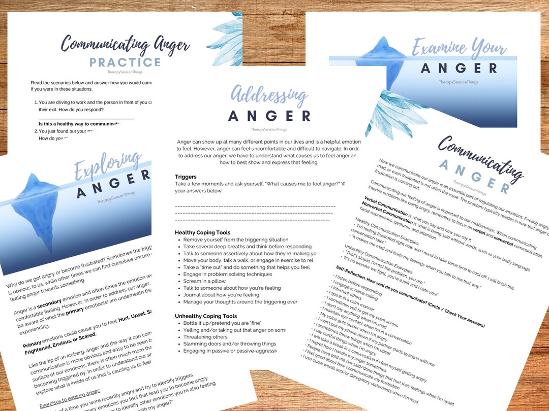 CBT Worksheets Anger Management, Therapist Resource, Counseling ...