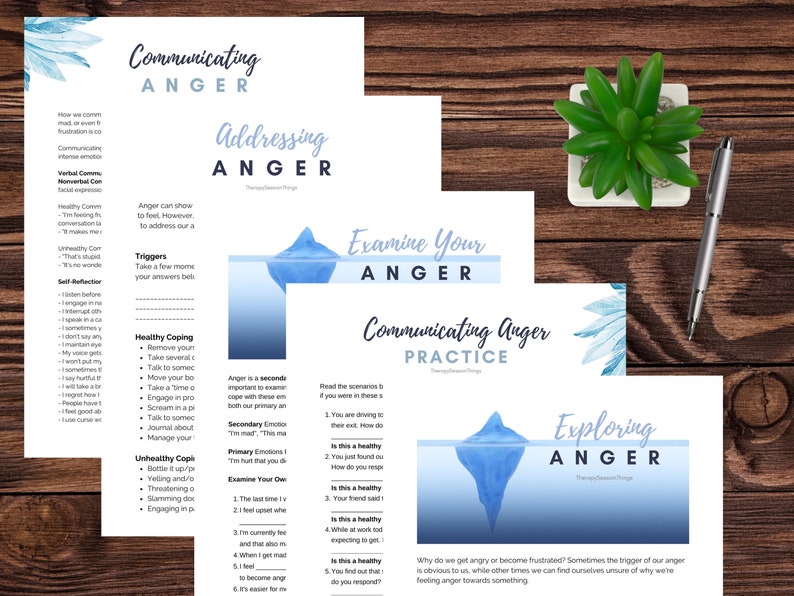 CBT Worksheets Anger Management, Therapist Resource, Counseling ...