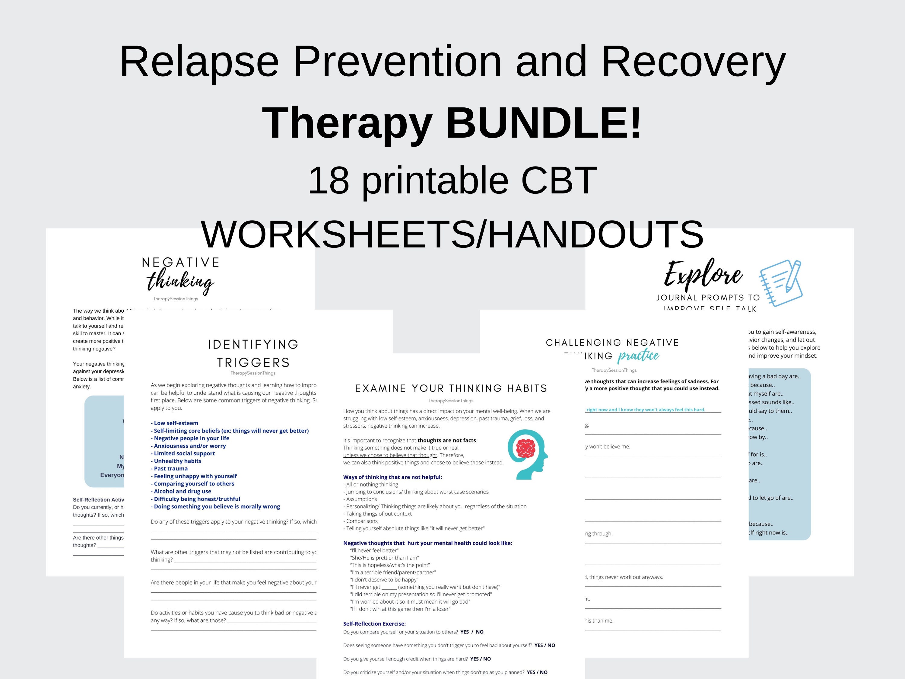 BUNDLE: Relapse Prevention Addiction Treatment + Coping Skills CBT ...