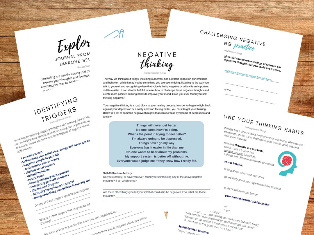 Improve Negative Self-talk CBT Worksheets, DBT Workbook, Challenge ...