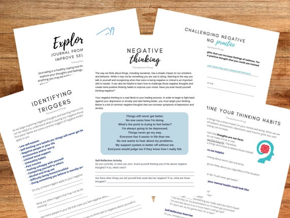 Improve Negative Self-talk CBT Worksheets DBT Workbook - Etsy