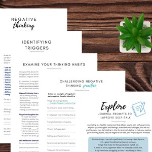 Improve Negative Self-talk CBT Worksheets, DBT Workbook, Challenge ...