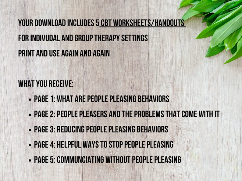 People Pleasing CBT Worksheets: Therapy Tool (PDF Pattern) - Etsy