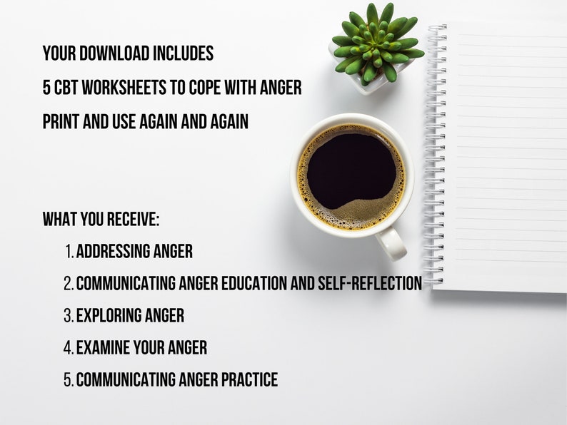 CBT Worksheets Anger Management, Therapist Resource, Counseling ...