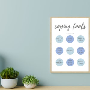 Coping Tools, Therapy Office Printable, Digital Wall Sign, Counseling ...