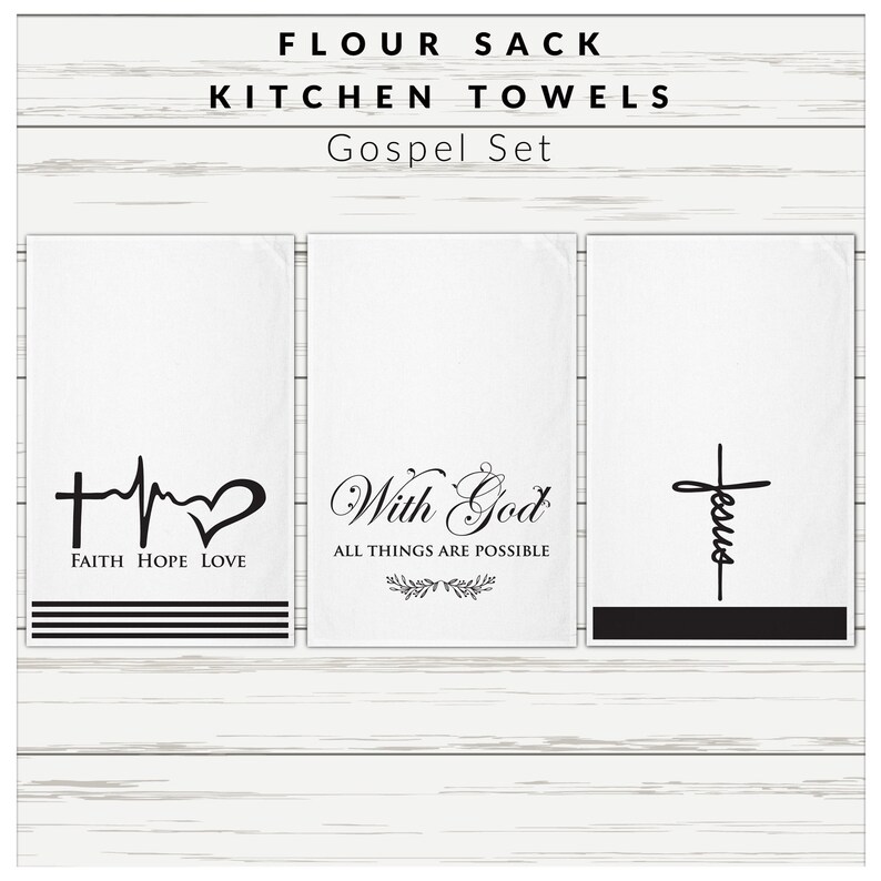 Flour Sack Dish Towels-set of 3-unique Christian Gifts - Etsy