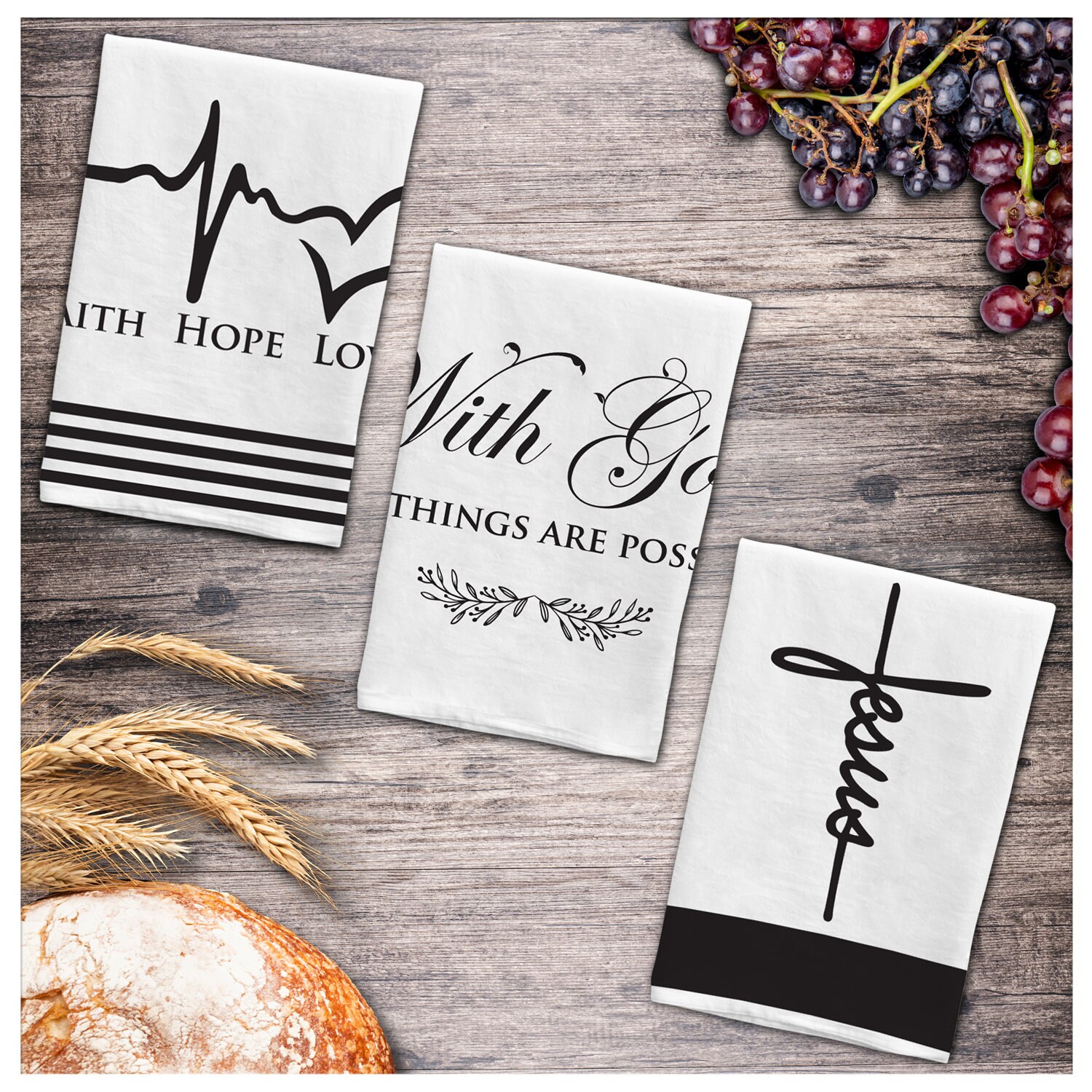 Flour Sack Dish Towels-set of 3-unique Christian Gifts - Etsy