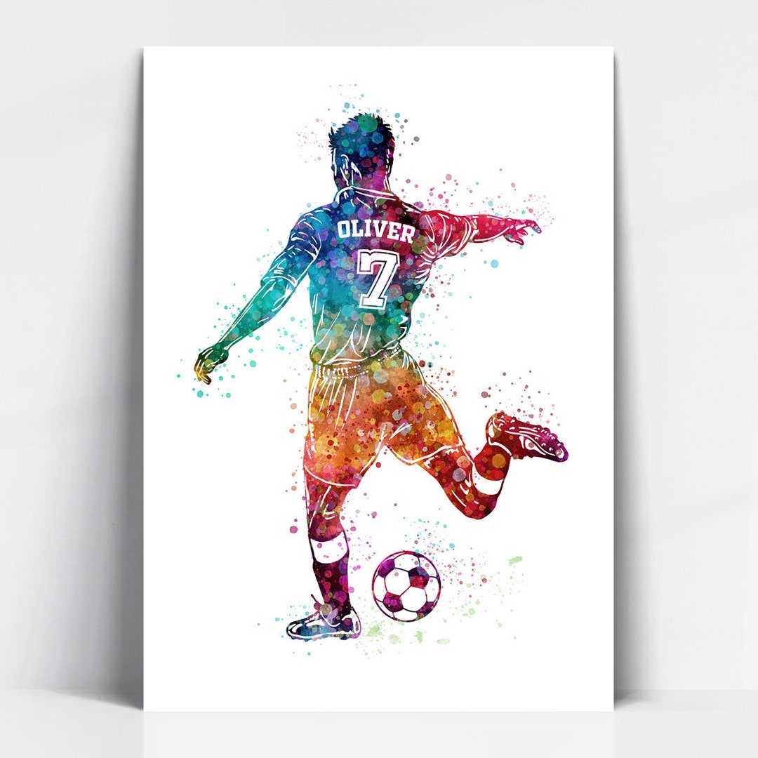 Football Soccer Player Personalised Gift, Boys Male Football Art Print ...