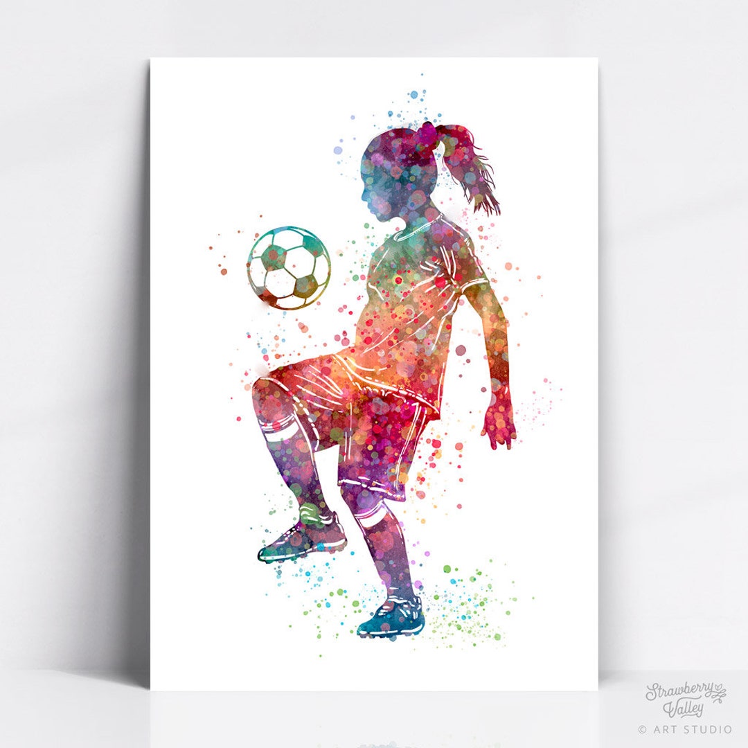 Girls Football Art Print Female Football Poster Soccer Mom - Etsy UK