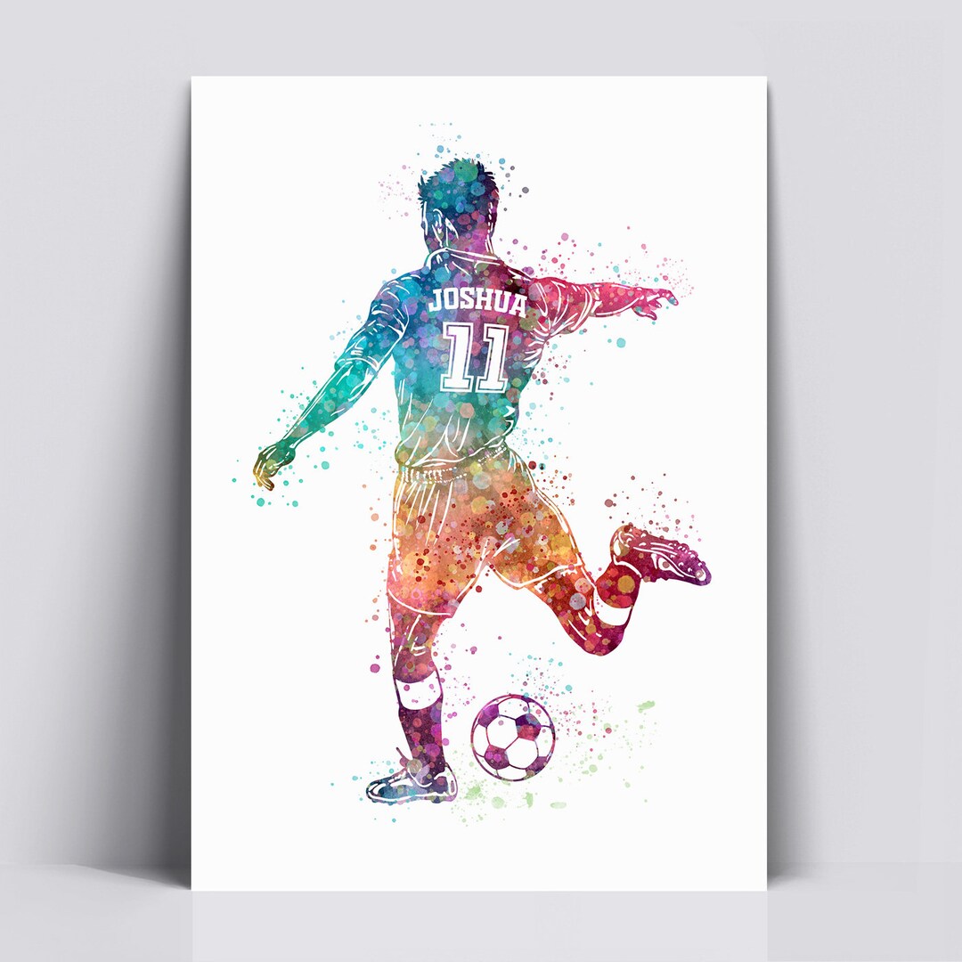 Football Soccer Player Personalised Gift, Boys Male Football Art Print ...