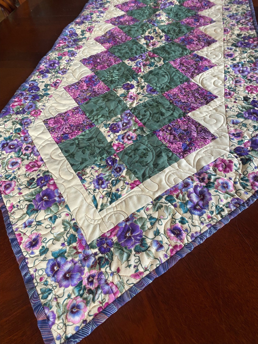Purple Pansy Table Runner - Etsy