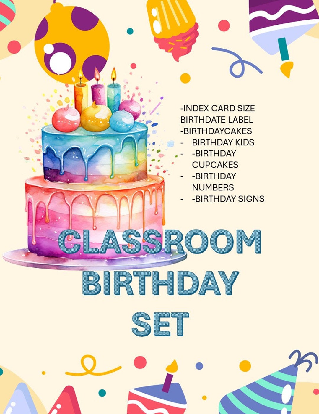 Classroom Birthday Set - Etsy