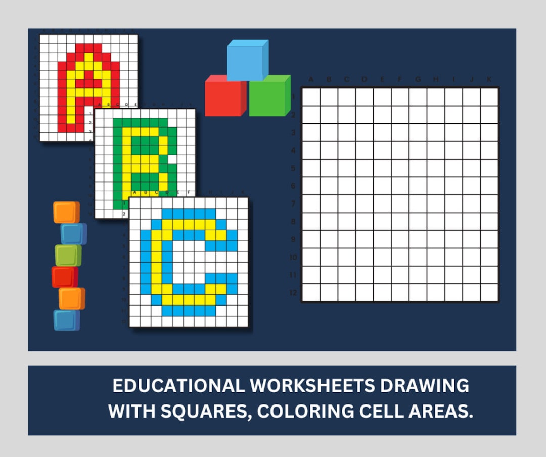 Educational Worksheets| Drawing With Squares| Coloring Cell Areas ...