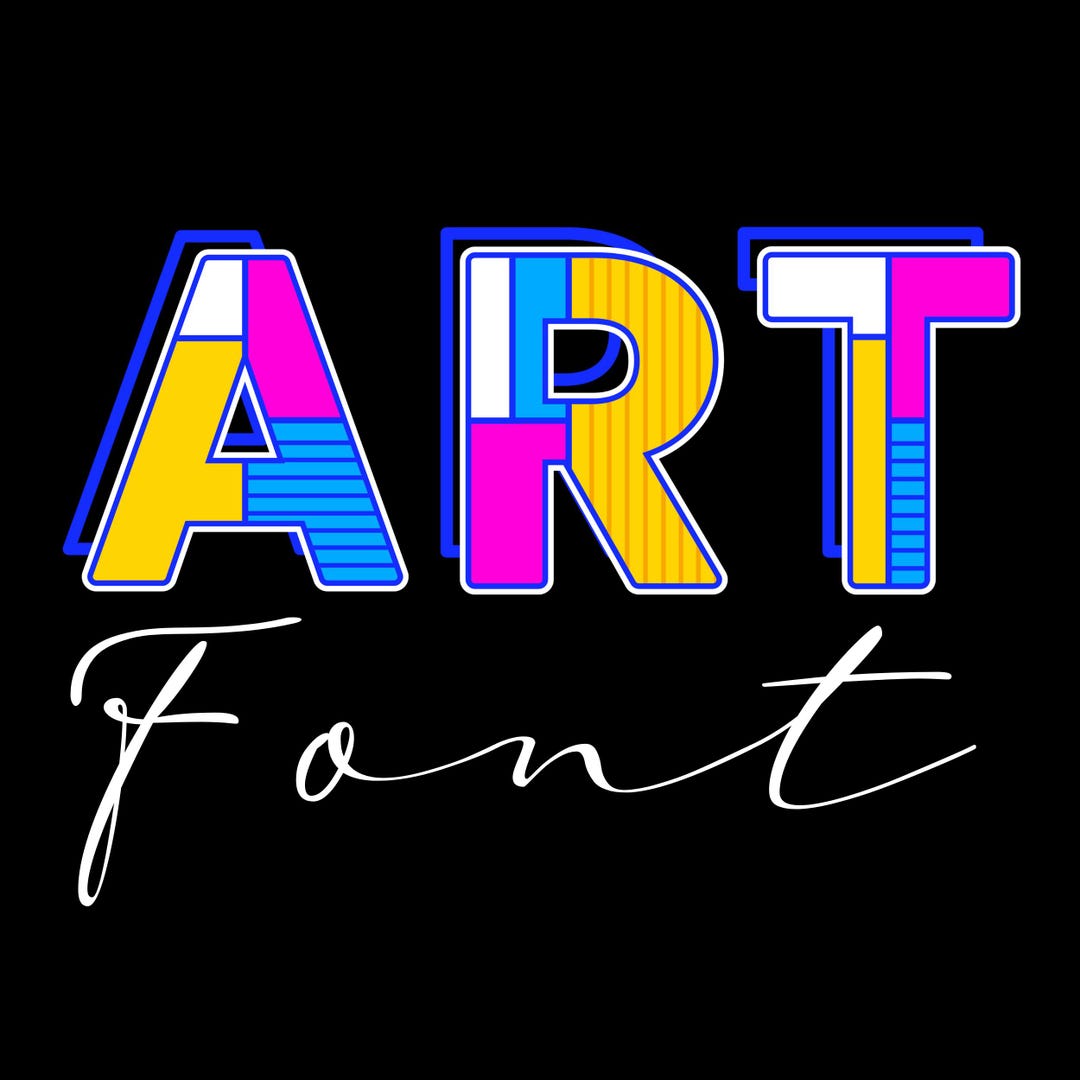 ART Retro Color Block Font – Bold Geometric Display Letters With Neon ...