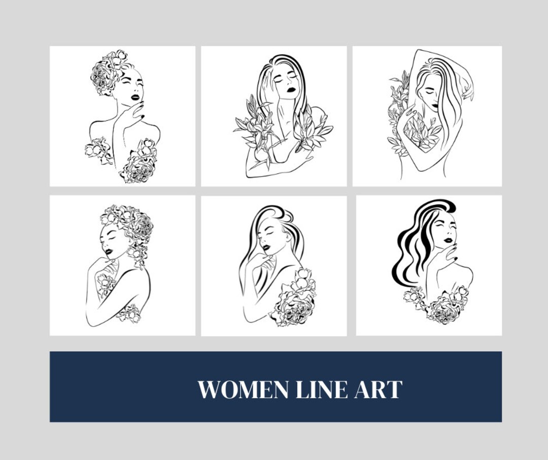 Women Art Line SVG - Etsy