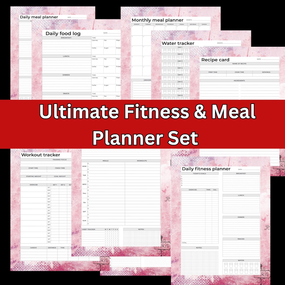 Ultimate Fitness and Meal Planner Set Daily, Weekly, Monthly Trackers ...