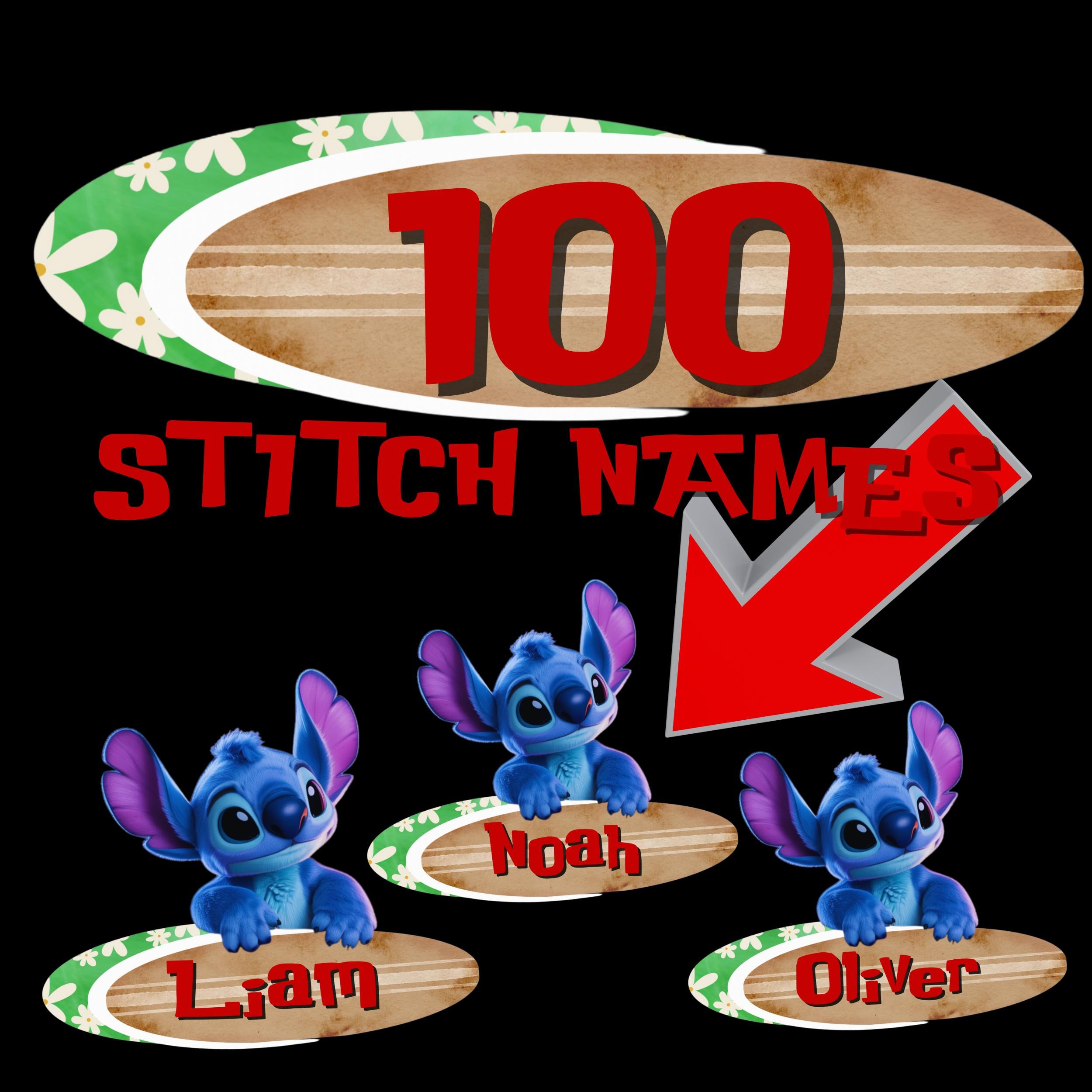 Stitch Customizable List of 100 Boy Names PNG | Editable | Personalized ...