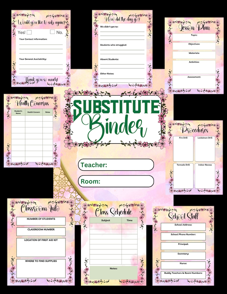 Substitute Binder ,teacher Substitute ,sub Teacher Binder , Digital ...