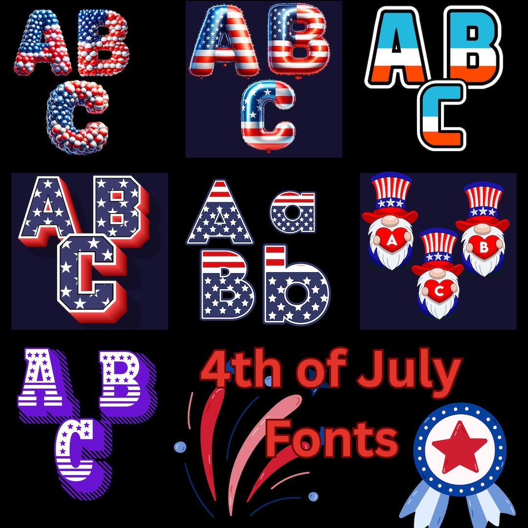 4th of July Collection of Fonts Png - Etsy