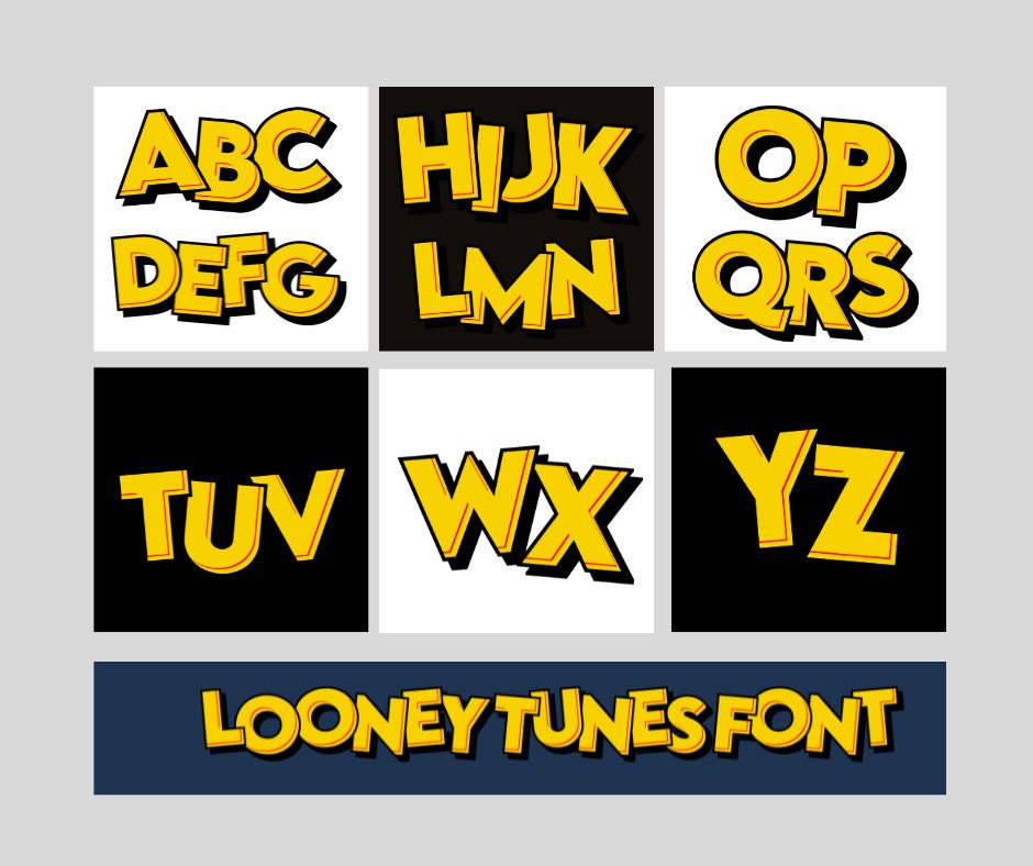 Looney Tunes Alphabet Font PNG Letters Download - Etsy