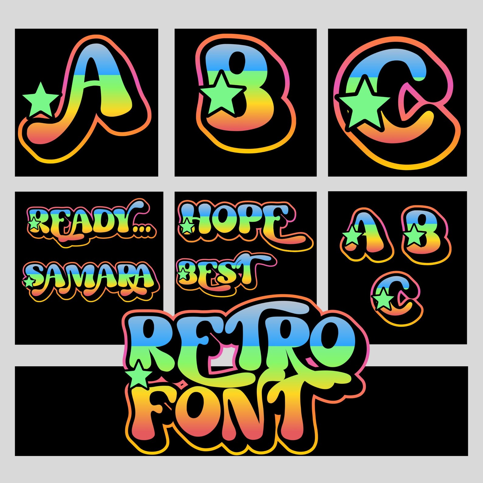 Retro Movable Font PNG - Etsy