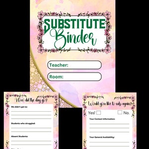Substitute Binder ,teacher Substitute ,sub Teacher Binder , Digital ...