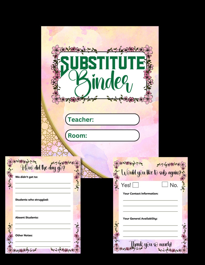 Substitute Binder ,teacher Substitute ,sub Teacher Binder , Digital ...